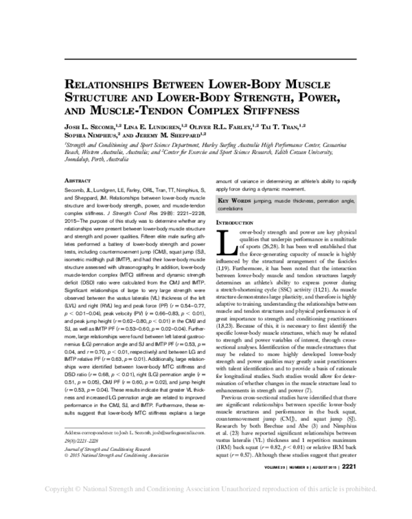 (PDF) Relationships Between Lower-Body Muscle Structure and Lower-Body ...