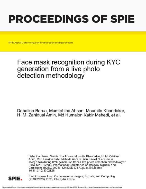 (PDF) Face Mask Recognition During KYC Generation from a Live Photo ...