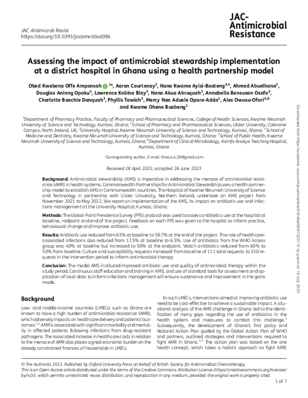 (PDF) Assessing the impact of antimicrobial stewardship implementation at a district hospital in ...