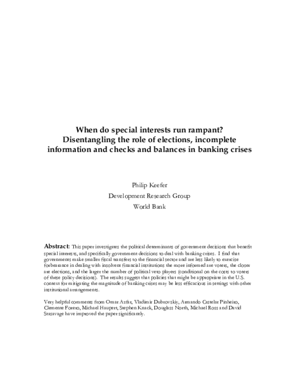 (PDF) When Do Special Interests Run Rampant? Disentangling the Role in ...
