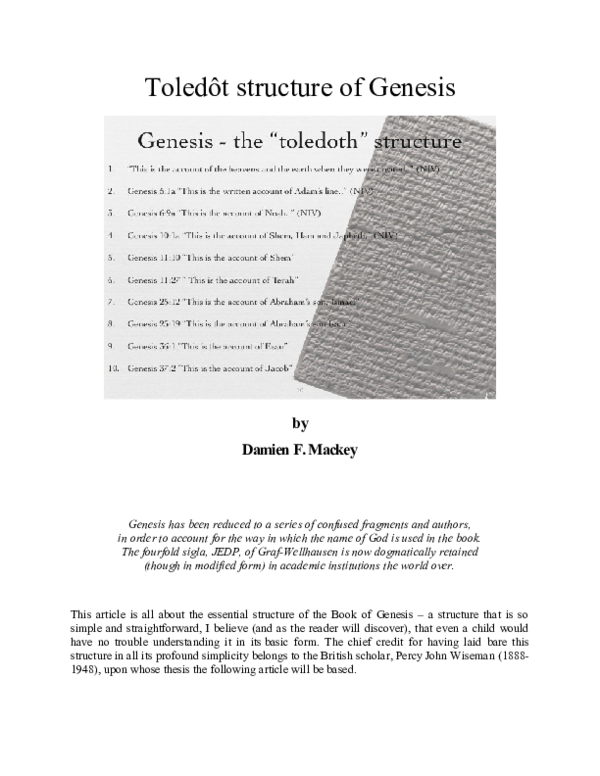 (DOC) Toledôt structure of Genesis