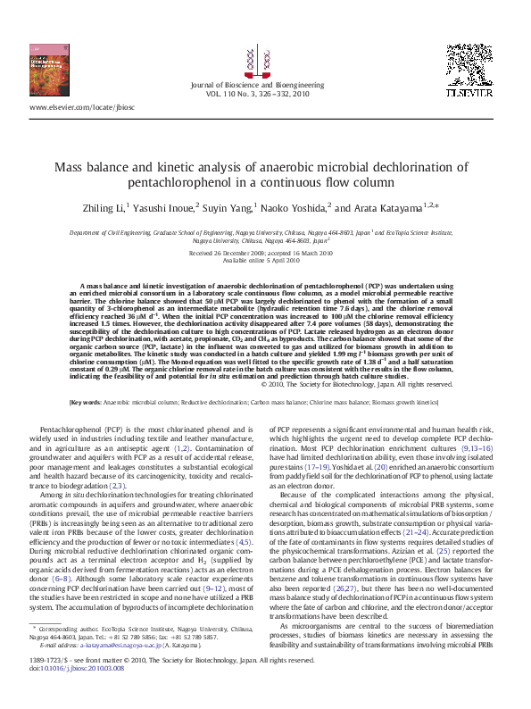 (PDF) Mass balance and kinetic analysis of anaerobic microbial ...