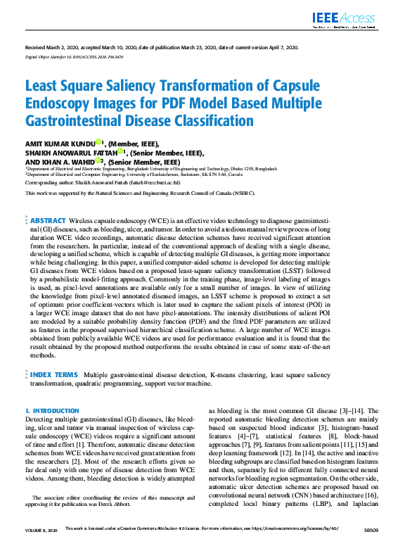 (PDF) Least Square Saliency Transformation of Capsule Endoscopy Images for PDF Model Based ...