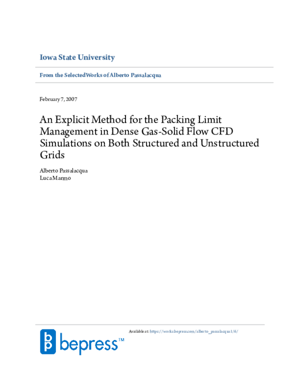 (PDF) An Explicit Method for the Packing Limit Management in Dense Gas ...