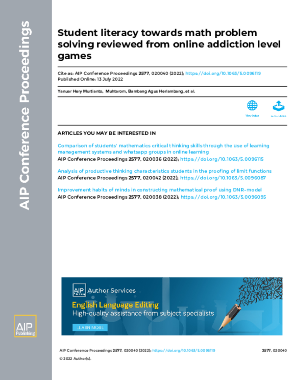 (PDF) Student literacy towards math problem solving reviewed from ...