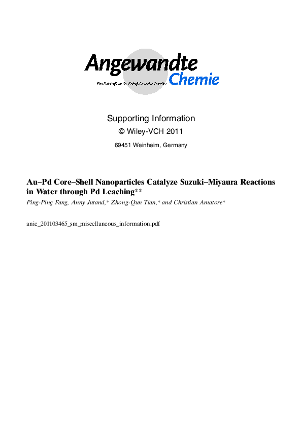 (PDF) Au-Pd Core-Shell Nanoparticles Catalyze Suzuki-Miyaura Reactions in Water through Pd Leaching