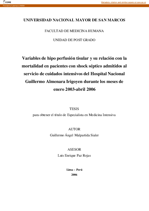 (PDF) Variables de hipoperfusión tisular y su relación con la ...