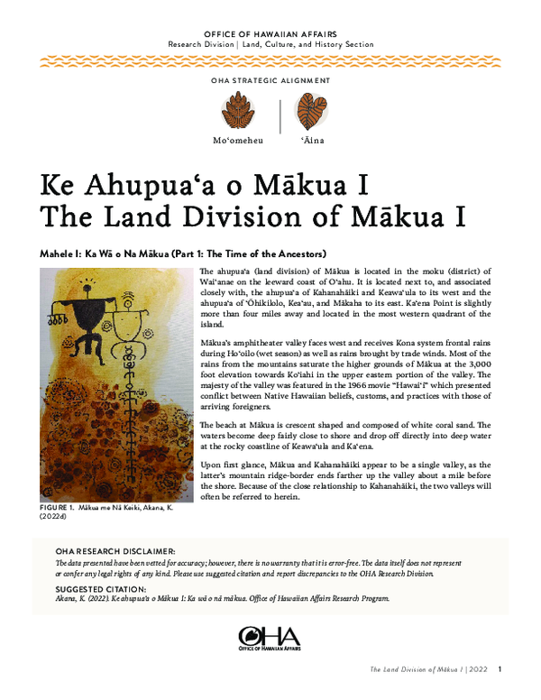 (PDF) Ke Ahupua'a o Mākua I Ke Ahupua'a o Mākua I The Land Division of ...