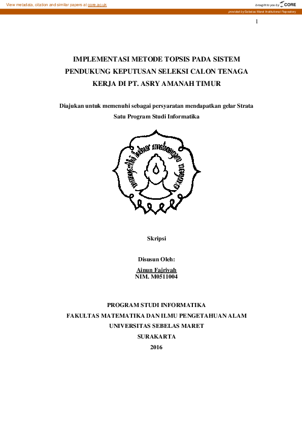 (PDF) Implementasi Metode Topsis Pada Sistem Pendukung Keputusan Seleksi Calon Tenaga Kerja DI ...