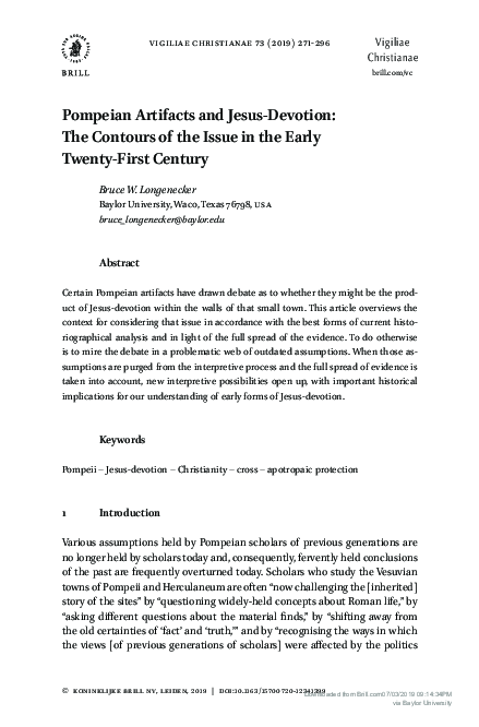(PDF) Pompeian Artifacts and Jesus-Devotion: The Contours of the Issue in the Early Twenty-First ...