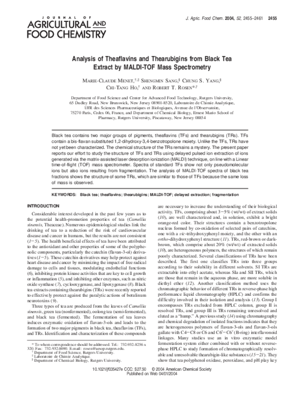 (PDF) Analysis of Theaflavins and Thearubigins from Black Tea Extract ...