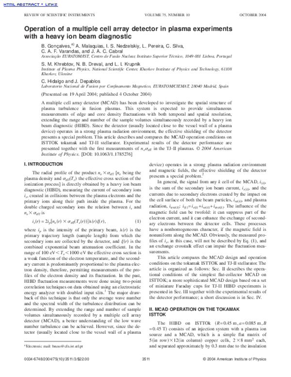 (PDF) Operation of a multiple cell array detector in plasma experiments with a heavy ion beam ...