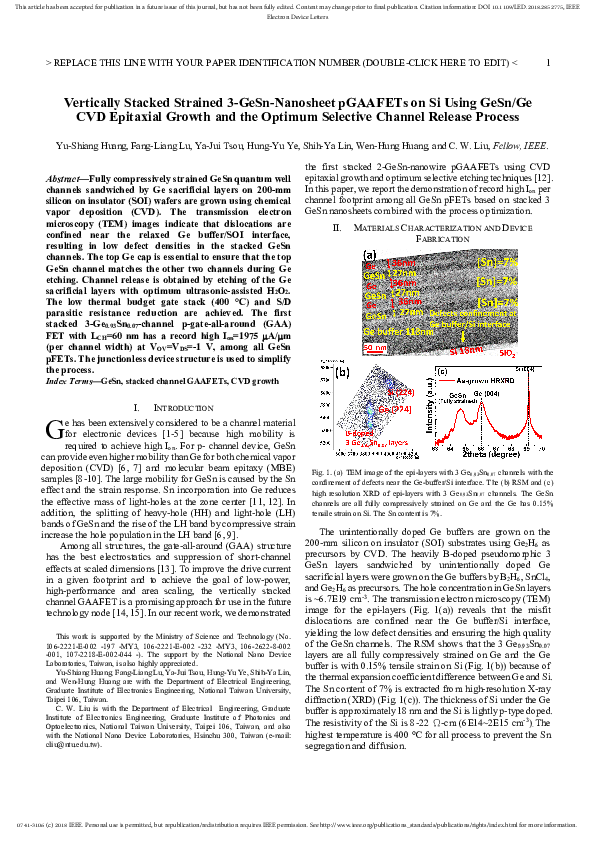 (PDF) Vertically Stacked Strained 3-GeSn-Nanosheet pGAAFETs on Si Using GeSn/Ge CVD Epitaxial ...