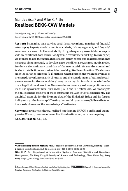 (PDF) Realized BEKK-CAW Models