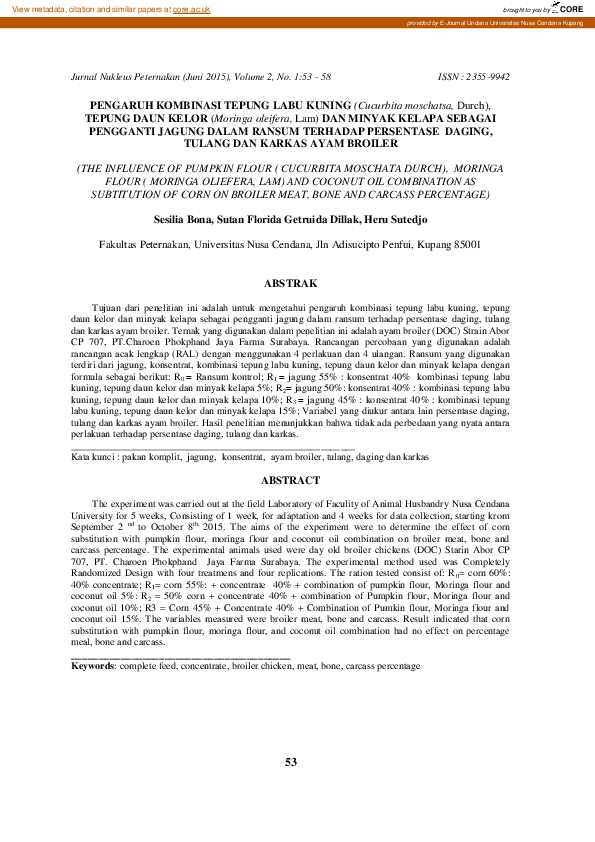 (PDF) PENGARUH KOMBINASI TEPUNG LABU KUNING (Cucurbita moschatsa, Durch), TEPUNG DAUN KELOR ...