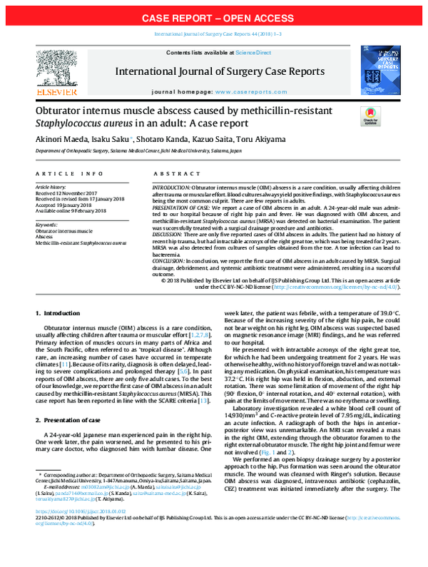 (PDF) Obturator internus muscle abscess caused by methicillin-resistant ...