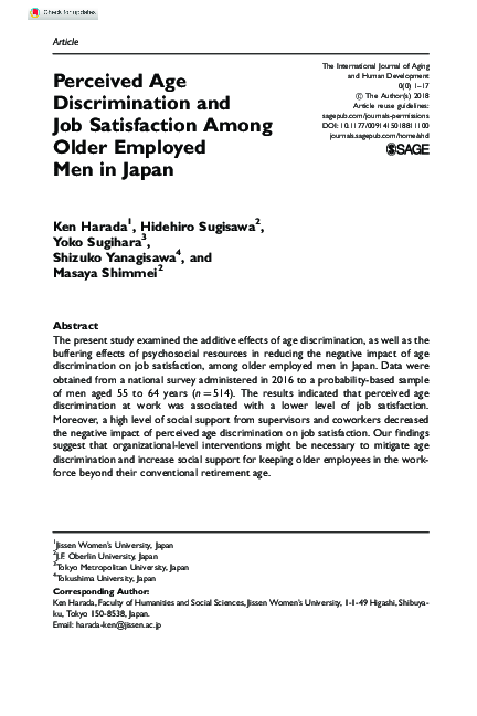 (PDF) Perceived Age Discrimination and Job Satisfaction Among Older ...