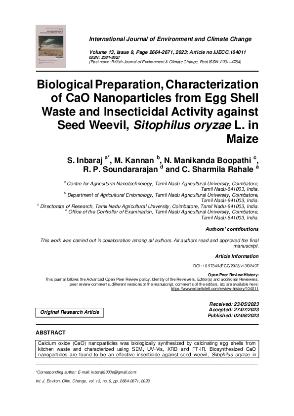 (PDF) Biological Preparation, Characterization of CaO Nanoparticles ...