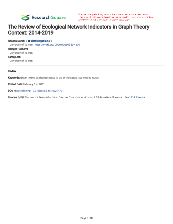 (PDF) The Review of Ecological Network Indicators in Graph Theory ...