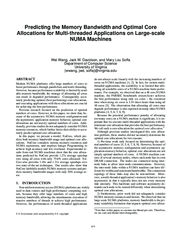 (PDF) Predicting the memory bandwidth and optimal core allocations for multi-threaded ...