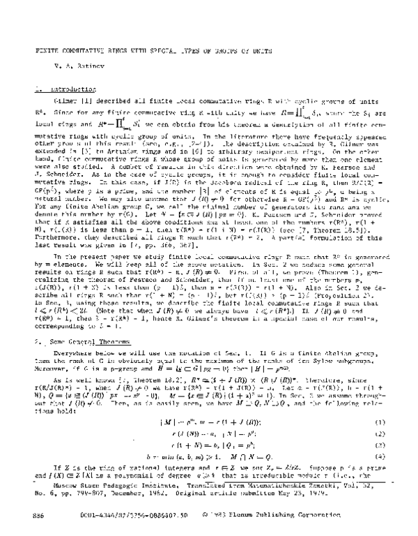 (PDF) Finite commutative rings with special types of groups of units