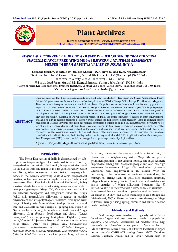 (PDF) Seasonal Occurrence, Biology and Feeding Behaviour of ...