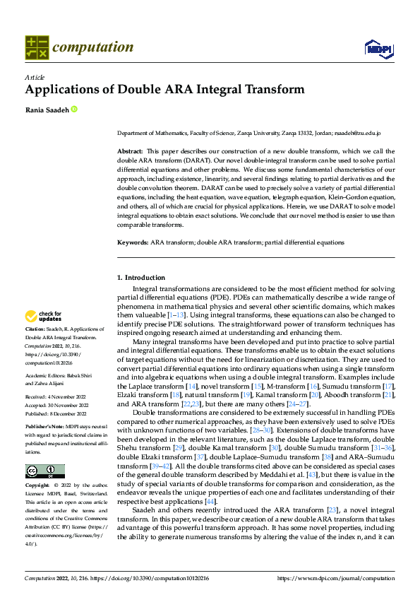 Pdf Applications Of Double Ara Integral Transform