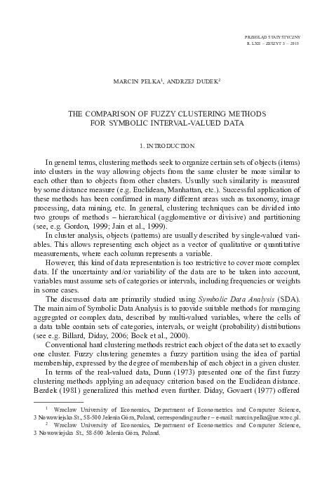 (PDF) The Comparison of Fuzzy Clustering Methods for Symbolic Interval-Valued Data
