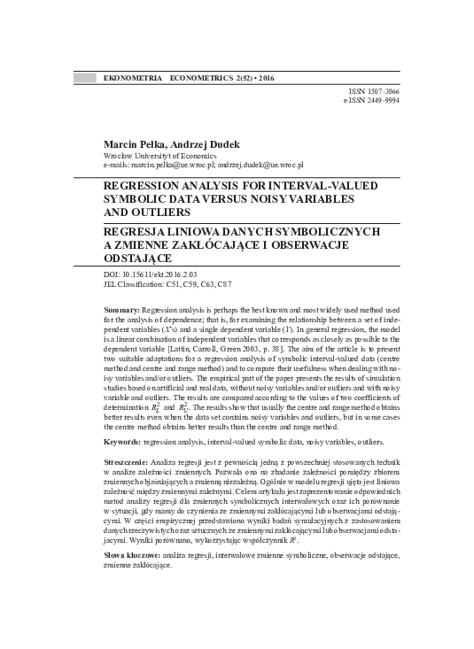 (PDF) Regression analysis for interval-valued symbolic data versus noisy variables and outliers ...