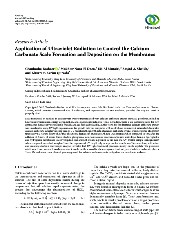 (PDF) Application of Ultraviolet Radiation to Control the Calcium ...