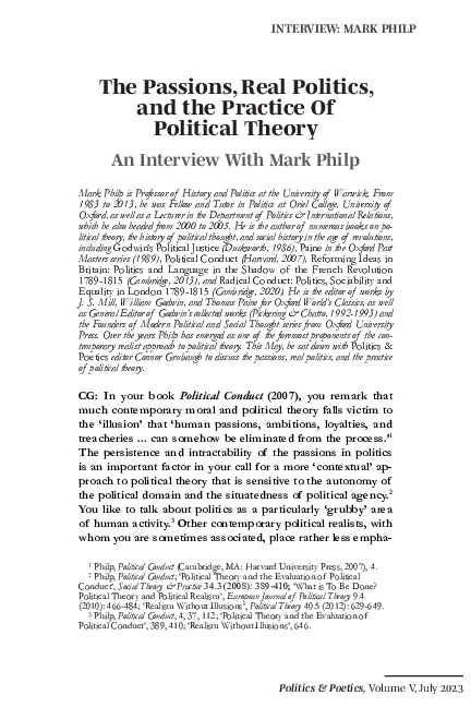 (PDF) The Passions, Real Politics, and the Practice Of Political Theory