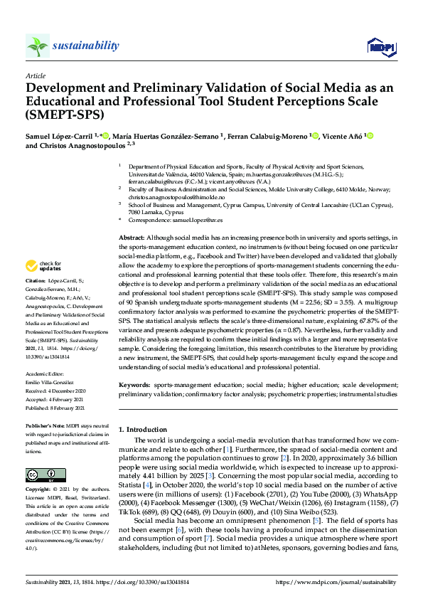 (PDF) Development and Preliminary Validation of Social Media as an ...