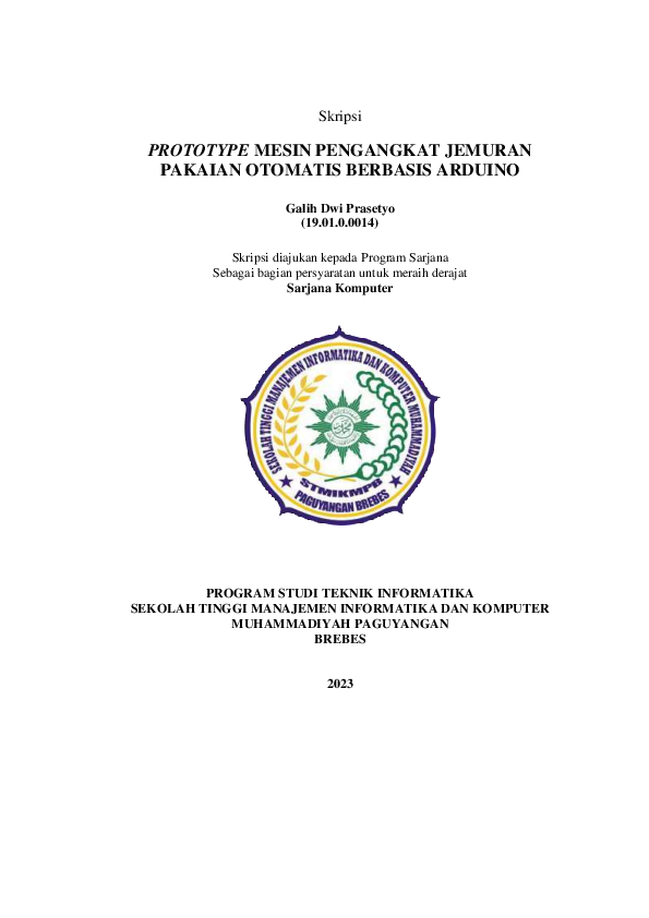 (PDF) PROTOTYPE MESIN PENGANGKAT JEMURAN PAKAIAN OTOMATIS BERBASIS ARDUINO