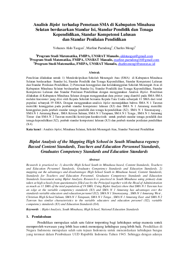 (PDF) Analisis Biplot terhadap Pemetaan SMA di Kabupaten Minahasa ...