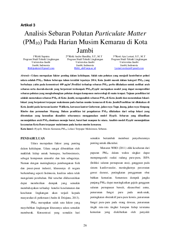 (PDF) Analisis Sebaran Polutan Particulate Matter (PM10) Pada Harian ...
