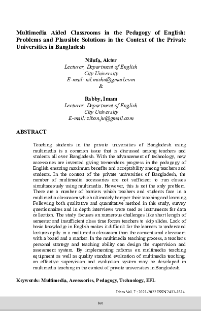 (PDF) Multimedia Aided Classrooms in the Pedagogy of English: Problems and Plausible Solutions ...