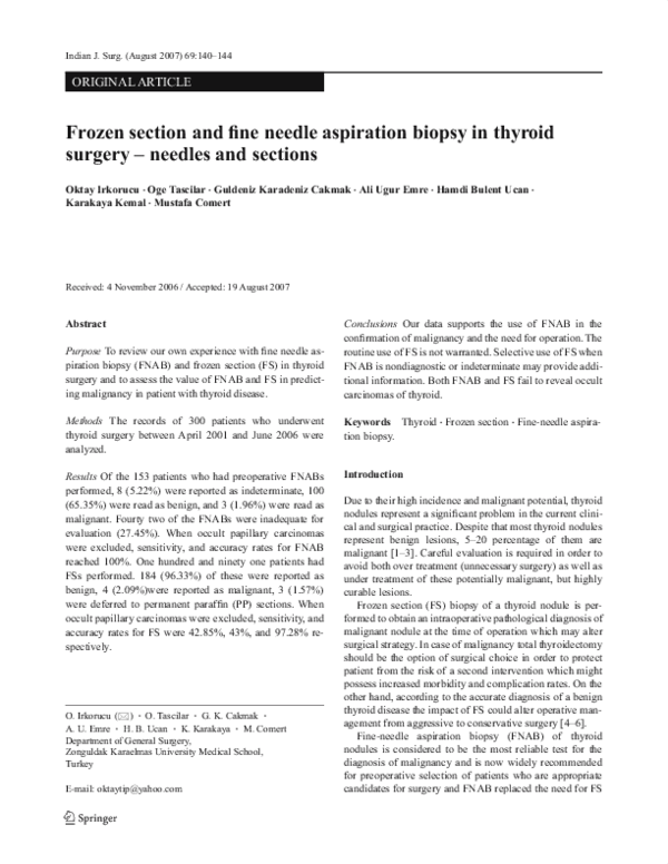 (PDF) Frozen section and fine needle aspiration biopsy in thyroid ...