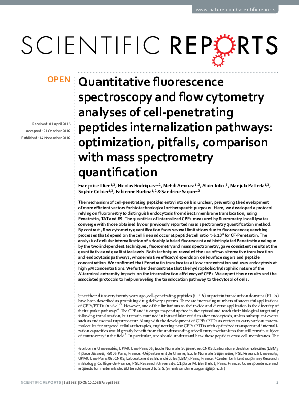 (PDF) Quantitative fluorescence spectroscopy and flow cytometry ...