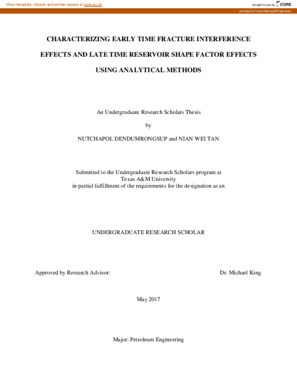 (PDF) Characterizing Early Time Fracture Interference Effects and Late Time Reservoir Shape ...