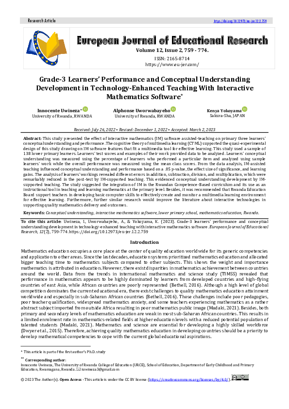 (PDF) Grade-3 Learners’ Performance and Conceptual Understanding Development in Technology ...