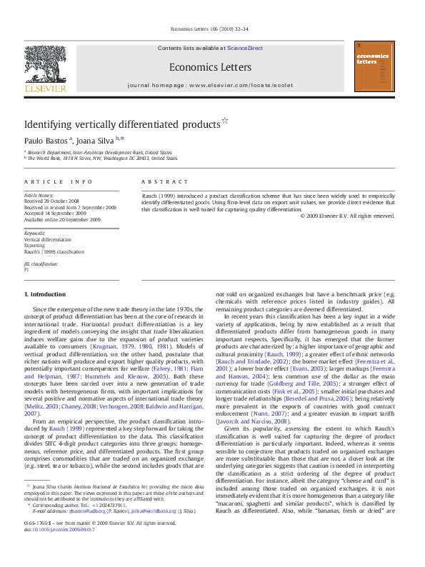 (PDF) Identifying vertically differentiated products