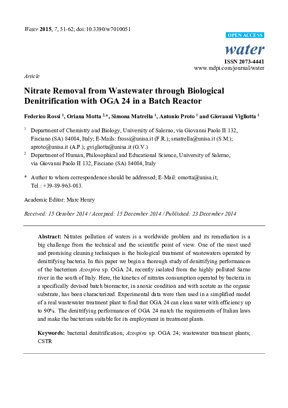 (PDF) Article Nitrate Removal from Wastewater through Biological ...