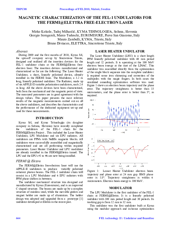 (PDF) Magnetic Characterization of the FEL-1 Undulators for the Fermi ...
