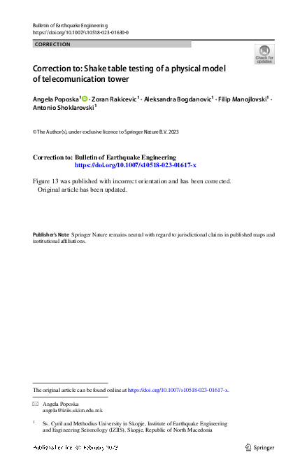 (PDF) Correction to: Shake table testing of a physical model of ...