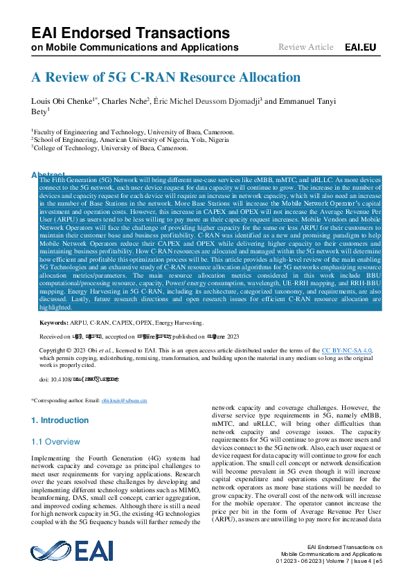 (PDF) Review of 5G C-RAN Resource Allocation