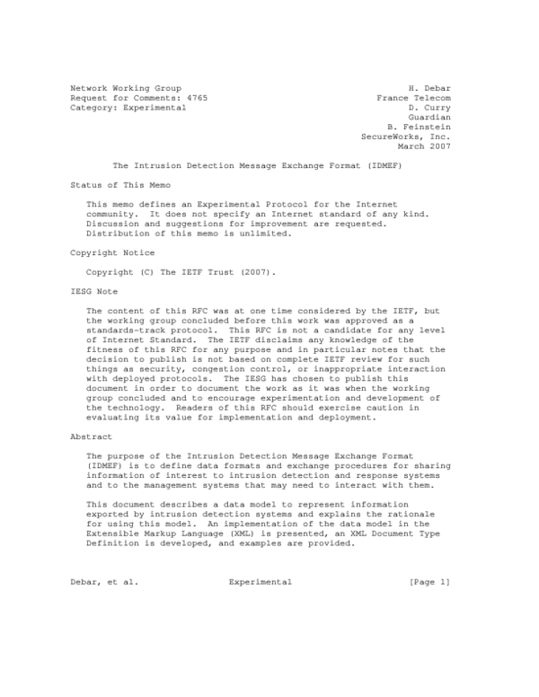 (PDF) The Intrusion Detection Message Exchange Format (IDMEF)