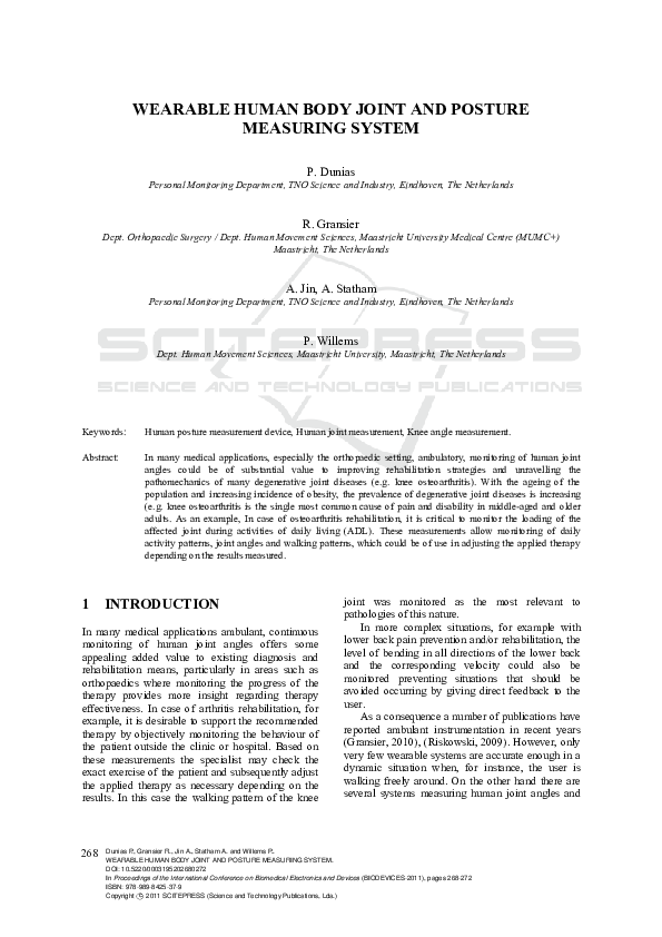 (PDF) Wearable Human Body Joint and Posture Measuring System