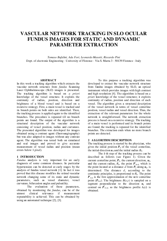 (PDF) Vascular network tracking in SLO ocular fundus images for static and dynamic parameter ...
