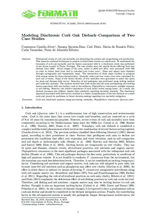 (PDF) Modeling Diachronic Cork Oak Dieback–Comparison of Two Case Studies