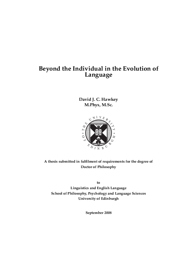 (PDF) Beyond the individual in the evolution of language